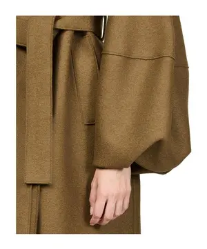 Harris Wharf London Puff-sleeved Belted Coat - Brown