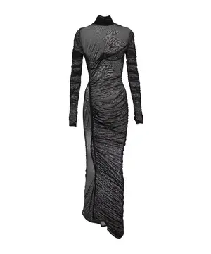 MUGLER Pleated Perspective Dress - Black