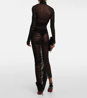 MUGLER Pleated Perspective Dress