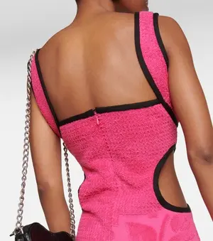 MARINE SERRE Jacquard Cutout Cotton Minidress - Pink