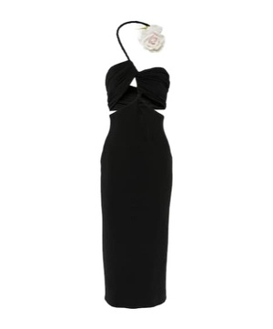 Magda Butrym Floral-appliqué Cutout Midi Dress - Black
