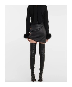 Magda Butrym Feather-trimmed Cutout Bodysuit