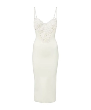 Galvan Sculpted Spiral Midi Dress - White