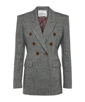 VIVIENNE WESTWOOD Wool-blend Double Breasted Blazer - Gray