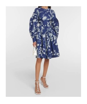 Erdem Floral Print Long Sleeve Mini Dress
