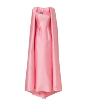 Monique Lhuillier Caped Mikado Gown - Pink