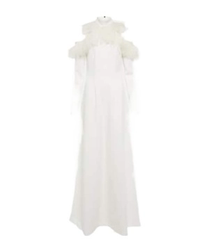 CHRISTOPHER KANE Feather-embellished Crepe Dress - White