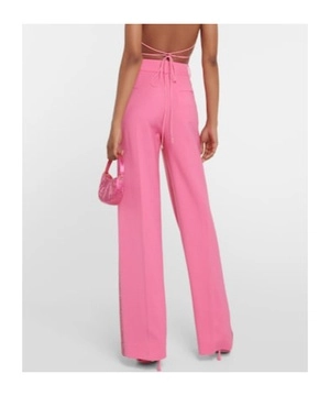 AREA Embellished Wool Wide-leg Pants