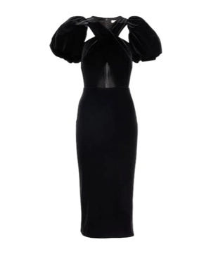 CHRISTOPHER KANE Wrap Velvet Midi Dress - Black