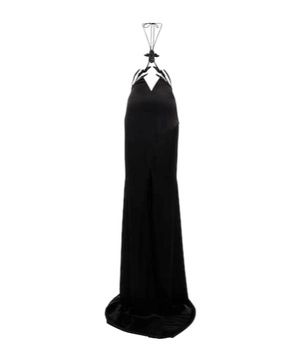 David Koma Embellished Cady And Satin Gown - Black