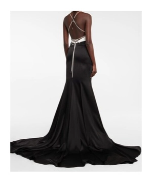 David Koma Embellished Cady And Satin Gown