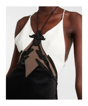 David Koma Embellished Cady And Satin Gown