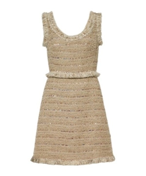 Giambattista Valli Fringed Bouclé Minidress - Nude