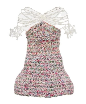 SUSAN FANG Beaded Crochet Minidress - Gray