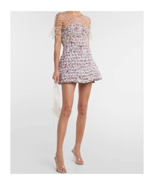 SUSAN FANG Beaded Crochet Minidress