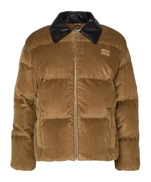 Miu Miu Lapel Long-sleeved Cotton Coat - Brown