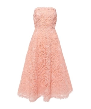 Carolina Herrera Strapless Guipure Lace Midi Dress - Pink