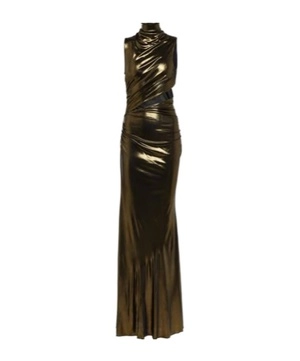 Blumarine Cutout Ruched Metallic Gown - Black