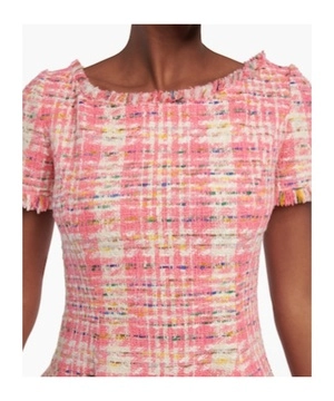 Oscar De La Renta Fringed Checked Tweed Minidress