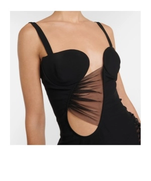 NENSI DOJAKA Cutout Jersey Minidress