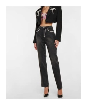 AREA Embellished Cropped Plaid Corset Top