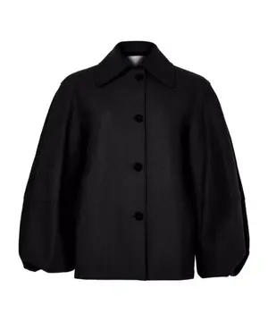 Harris Wharf London Puff-sleeved Jacket In Pressed Wool - Black