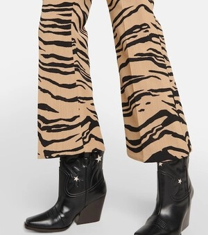 Stella McCartney Tiger-print Wool-blend Flared Pants