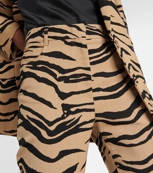 Stella McCartney Tiger-print Wool-blend Flared Pants