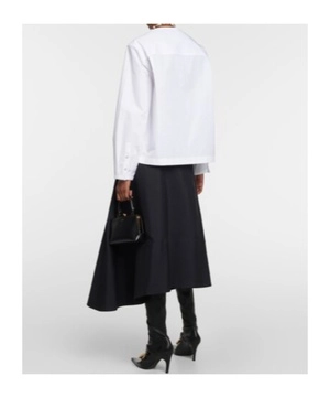JIL SANDER Cotton Poplin Oversized Pleated Top