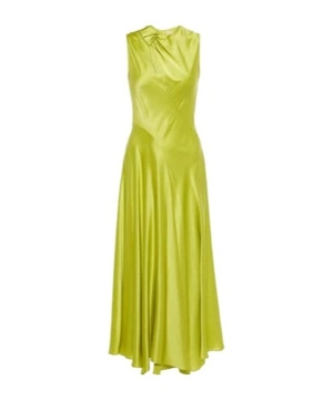 ROKSANDA Alma Gathered Silk Satin Midi Dress - Green