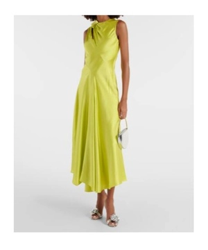 ROKSANDA Alma Gathered Silk Satin Midi Dress