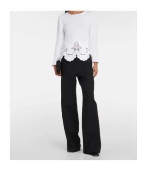 Oscar De La Renta Lace-trimmed Cotton Sweater