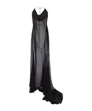 Alessandra Rich Silk Georgette Dress - Black