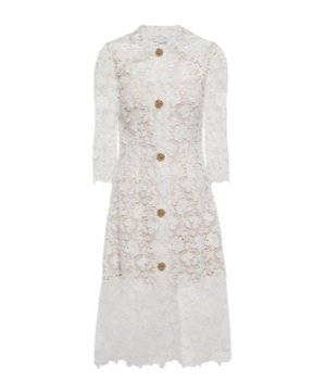 Oscar De La Renta Embellished Lace Midi Dress