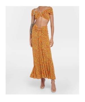 Rabanne Low-rise Printed Jersey Maxi Skirt