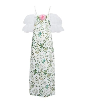 RODARTE Floral Silk Midi Dress - White