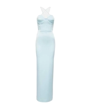 Alex Perry Conley Satin Crêpe Maxi Dress - Blue