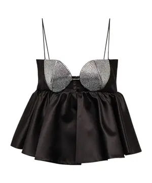 Magda Butrym Crystal-embellished Silk-blend Top - Black