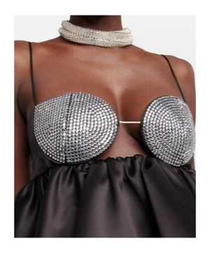 Magda Butrym Crystal-embellished Silk-blend Top