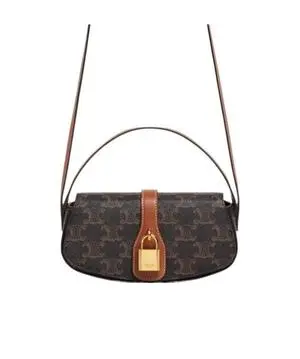 Celine Tabou Clutch On Strap In Triomphe Canvas And Calfskin