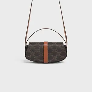 Celine Tabou Clutch On Strap In Triomphe Canvas And Calfskin