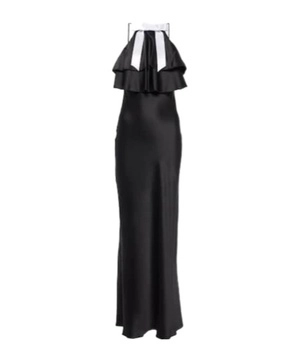 RODARTE Bow-detail Halterneck Silk Satin Gown - Black