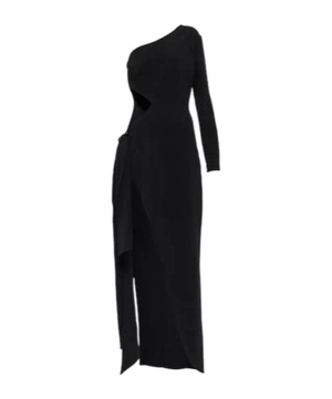 Elie Saab One-shoulder Cutout Cady Gown - Black