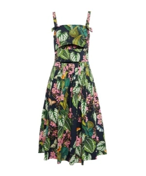Oscar De La Renta Printed Cotton-blend Poplin Midi Dress - Multicolor