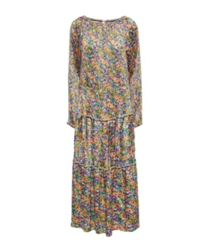 Plan C Floral Pleated Midi Dress - Multicolor