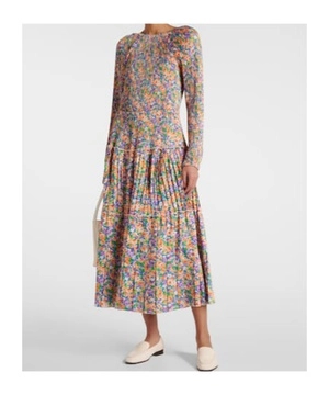 Plan C Floral Pleated Midi Dress