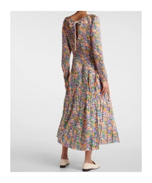 Plan C Floral Pleated Midi Dress
