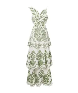 Farm Rio Layered Linen Maxi Dress - White