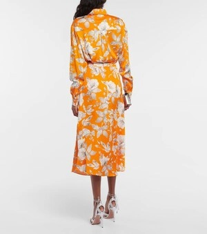 Erdem Griselda Floral Satin Midi Skirt
