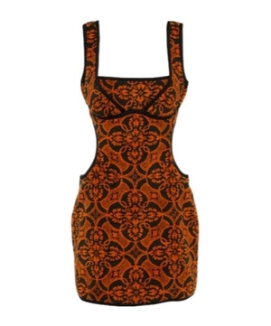 MARINE SERRE Jacquard Openwork Dress - Brown